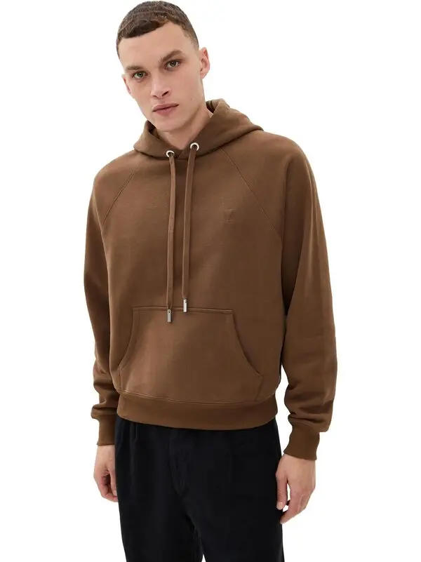 Ami Embroidered Logo Hoodie - Noisette