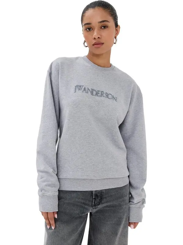 JW Anderson Logo Embroidery Cotton Sweatshirt - Grey Melange