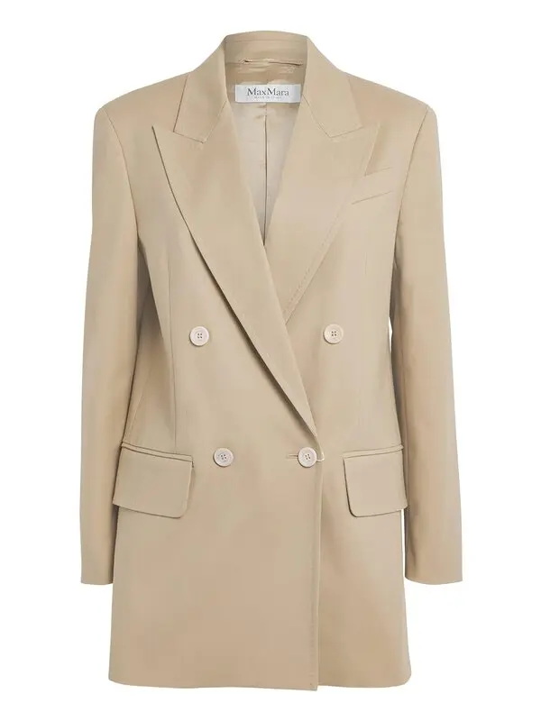 Max Mara Stretch-cotton Double-breasted Blazer - Beige