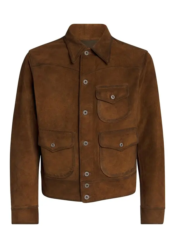 Polo Ralph Lauren Double Rl Roughout Suede Jacket - Brown