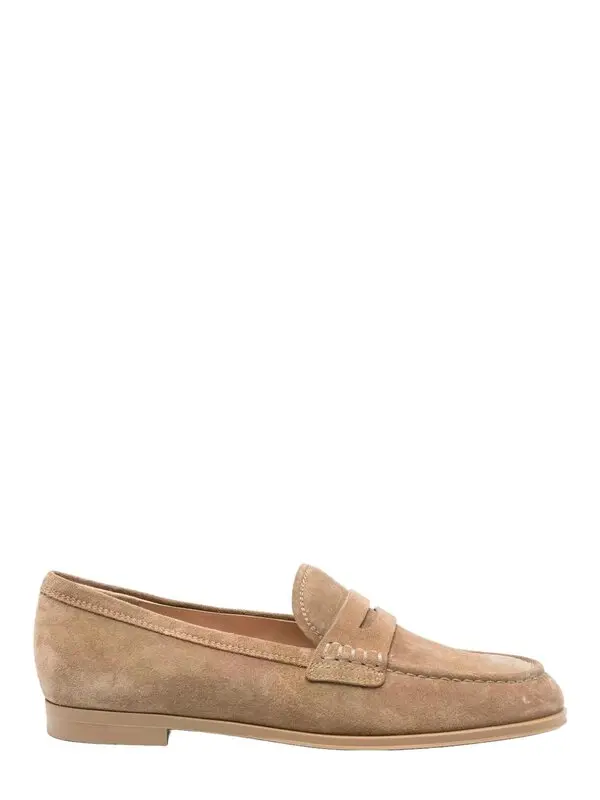 GIANVITO ROSSI Georgie Penny Suede Loafers - Neutrals