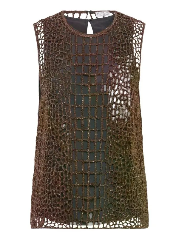 Brunello Cucinelli Crocodile-effect Top - Brown