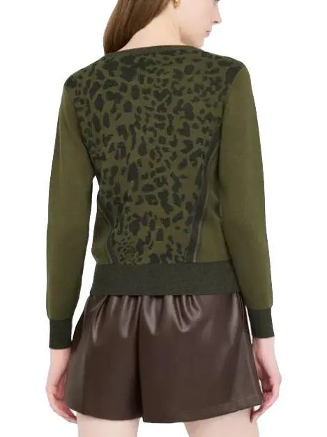 Liu Jo Sweater With Leopard Print - Green