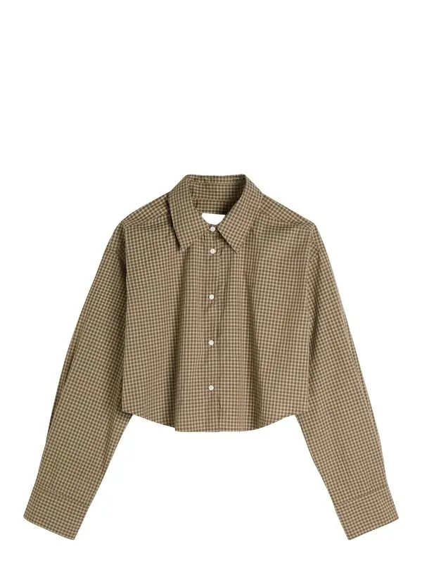 Citizens Of Humanity Ana Checked Cropped Cotton-poplin Shirt - Brown