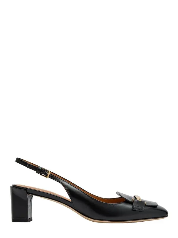 TOD'S Barretta 50 Smoothed Leather Slingback Pumps - Black