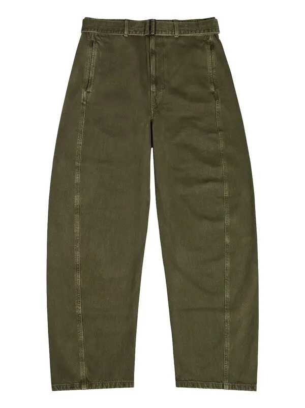LEMAIRE Belted Barrel-leg Jeans - Green