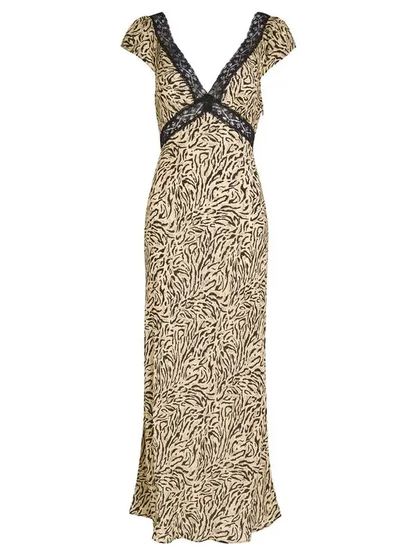 Rixo Iggy Print Crepe De Chine Midi Dress - Leopard