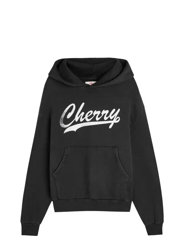 CHERRY LOS ANGELES Logo-print Hooded Cotton Sweatshirt - Black
