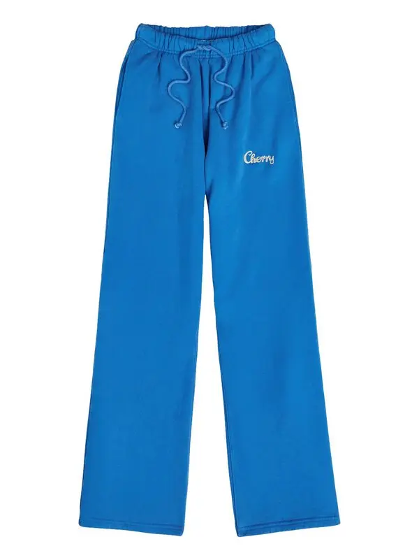 CHERRY LOS ANGELES Logo-embroidered Cotton Sweatpants - Blue