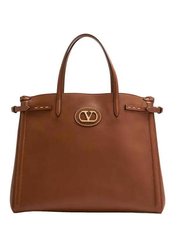 Valentino Garavani Antibes Medium Leather Top Handle Bag - Tan