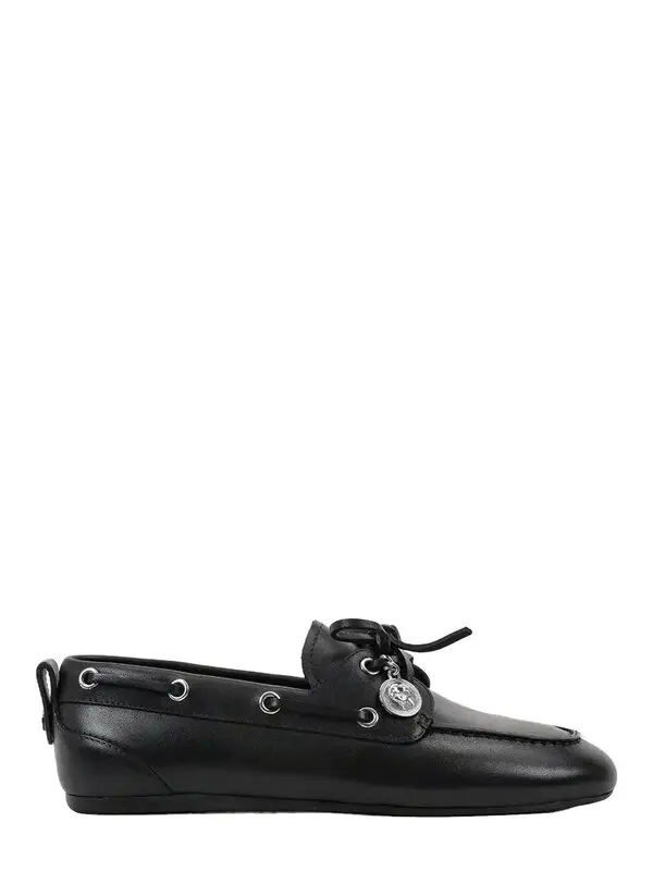 Karl Lagerfeld Lace-up Leather Boat Shoes - Black