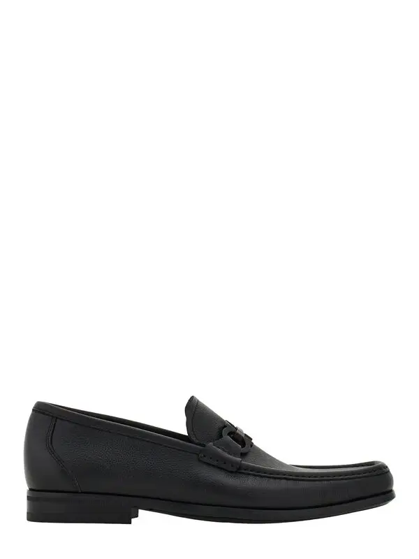 FERRAGAMO Loafer With Gancini Buckle - Black