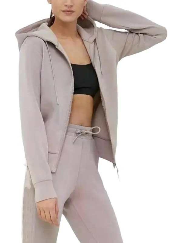 Guess Logo-plaque Zip-up Hoodie - Neutrals