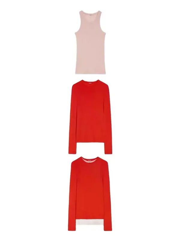 JIL SANDER Wool Layered T-shirt - Red