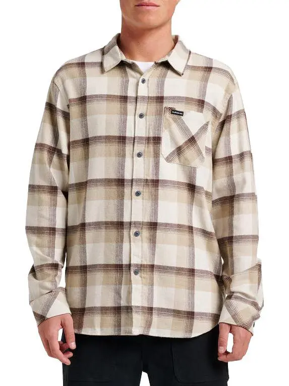 Quiksilver Penmar Check Cotton Flannel Button-up Shirt - Silver Birch