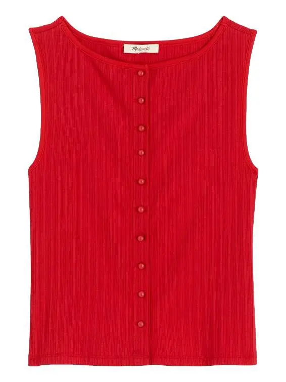 Madewell Ribbed Crewneck Vest Tank - Cherry Red
