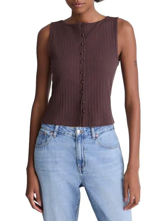 Madewell Ribbed Crewneck Vest Tank - Chocolate Plum
