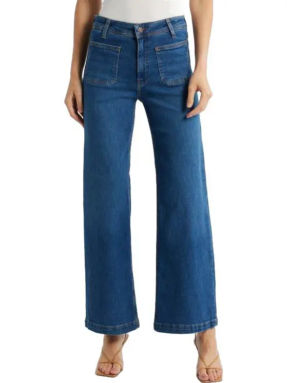 MAVI Paloma Marine Patch Pocket High-waist Wide-leg Jeans - Mid Shaded Flex Blue