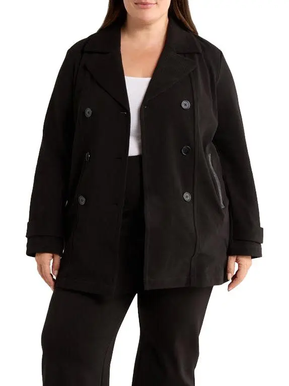 Lyssé Alma Calvary Stretch Cotton Twill Pea Coat - Black