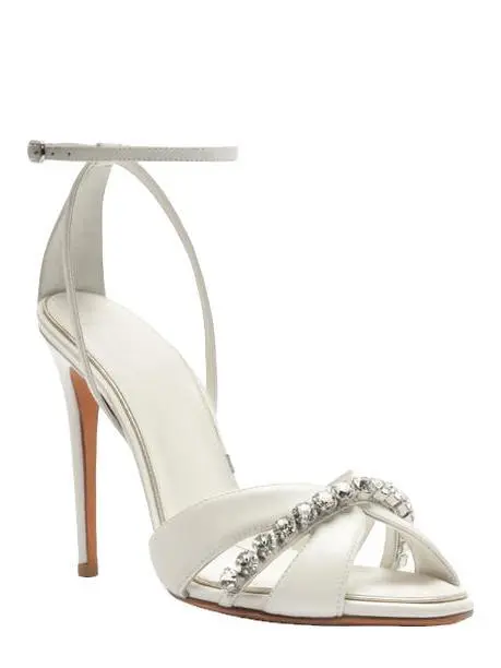 ALEXANDRE BIRMAN Georgina Crystal Ankle-strap Sandal - Ivory