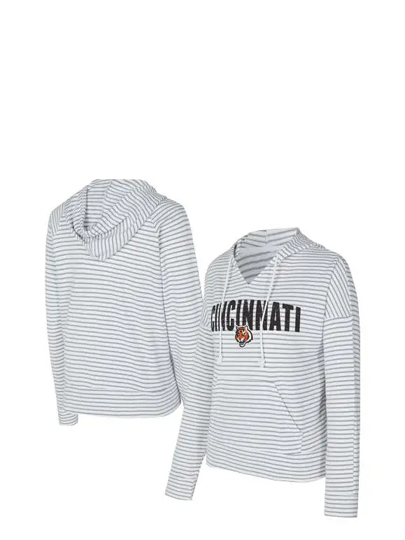 CONCEPTS SPORT Liftoff Striped V-neck Hoodie - White
