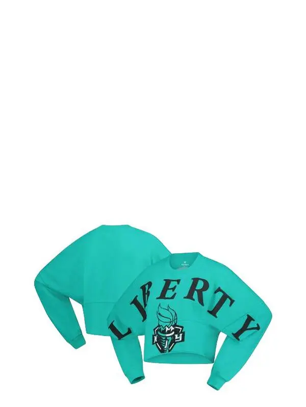 SPIRIT JERSEY New York Liberty Jumbo Print Oversized Cropped Long-sleeve T-shirt - Mint