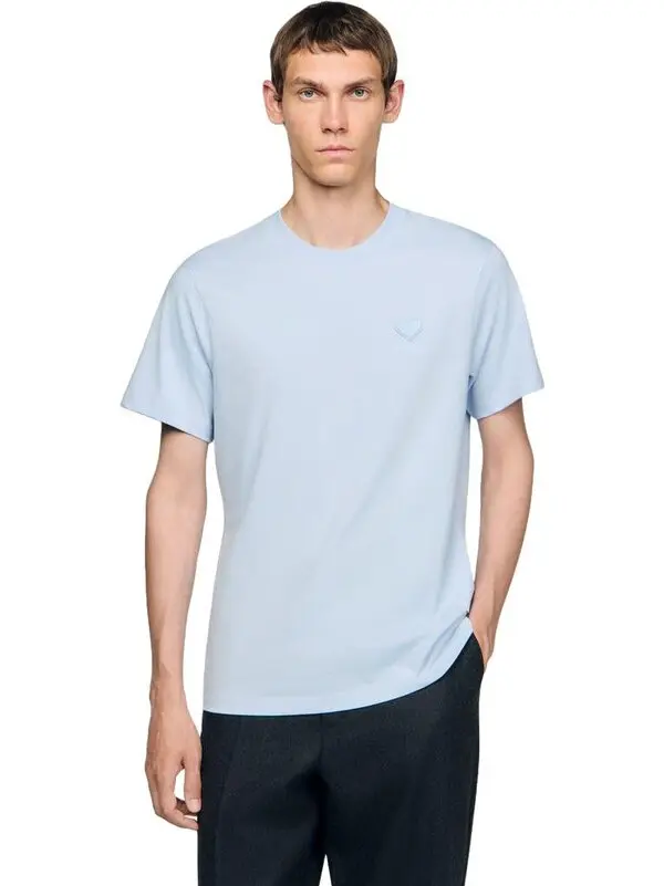 Sandro T-shirt With Heart Patch - Sky Blue