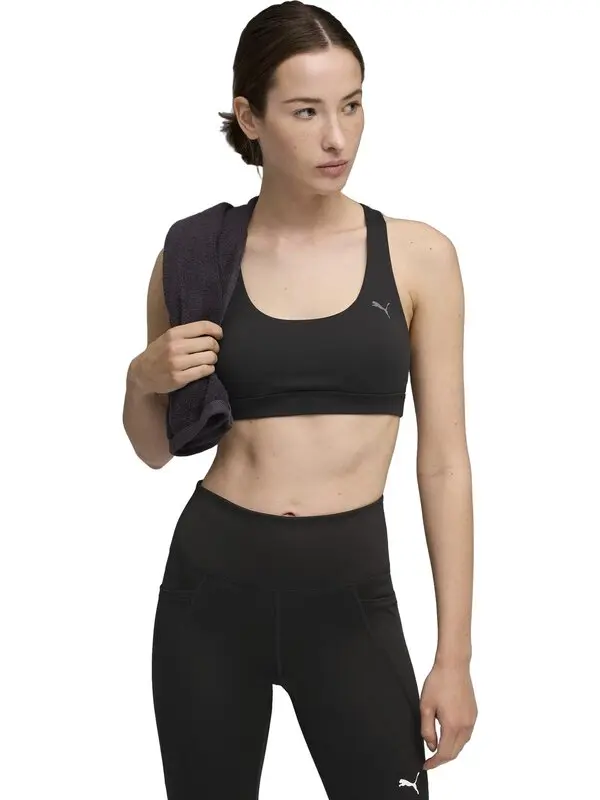 PUMA Cloudspun Ultra Soft Mid Impact Sports Bra - Black