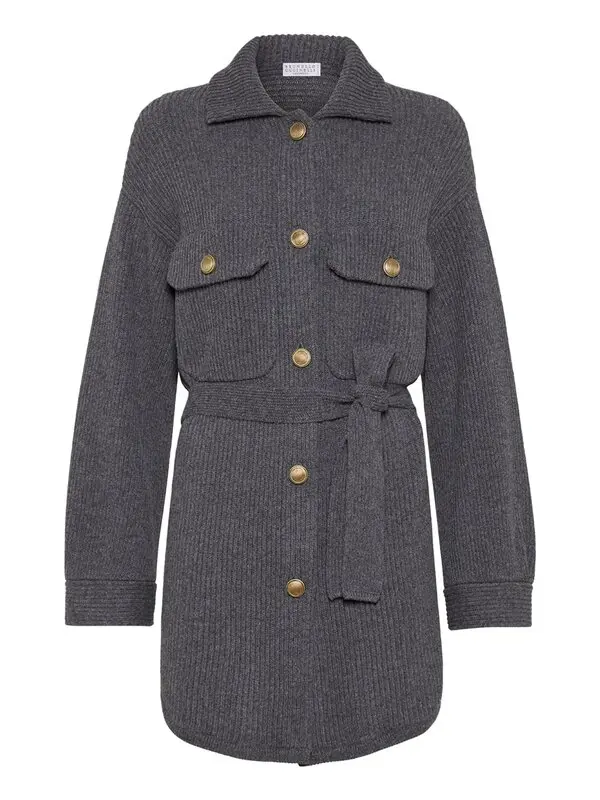 Brunello Cucinelli Virgin Wool-cashmere-silk Cardigan - Grey