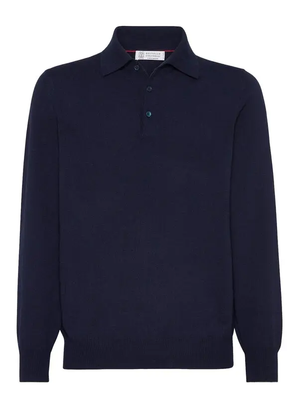 Brunello Cucinelli Cashmere Polo Shirt - Blue