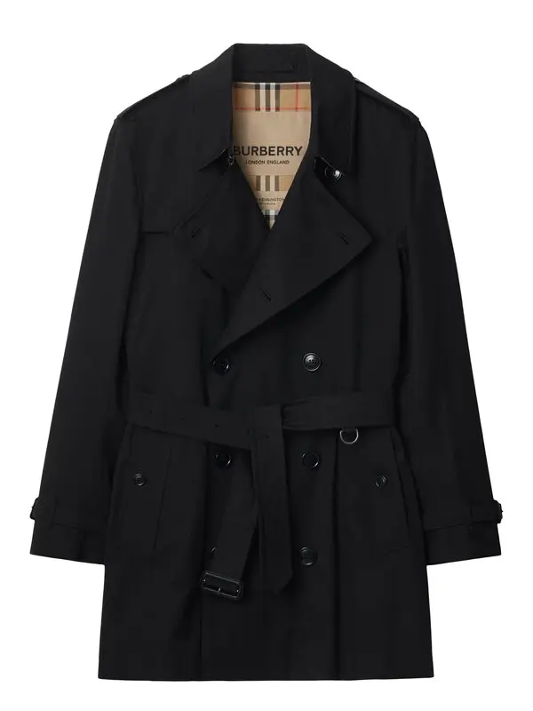 Burberry Cotton Kensington Short Trench Coat - Black