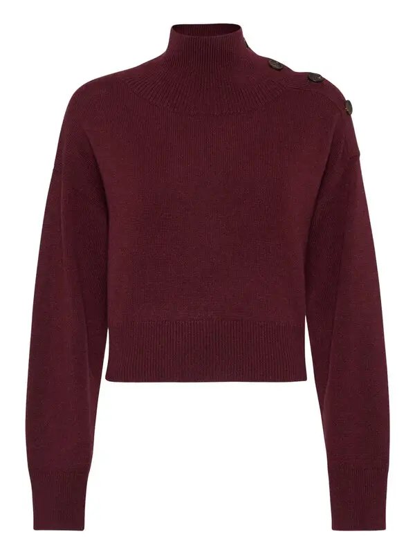 Brunello Cucinelli Cashmere Cropped High-neck Sweater - Red