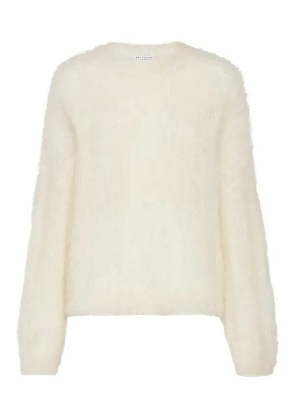 Brunello Cucinelli Mohair-silk Crew Neck Sweater - Beige