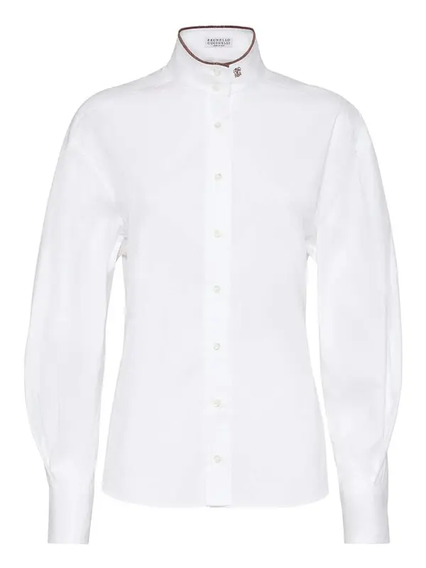Brunello Cucinelli Cotton-blend Balloon-sleeve Shirt - White