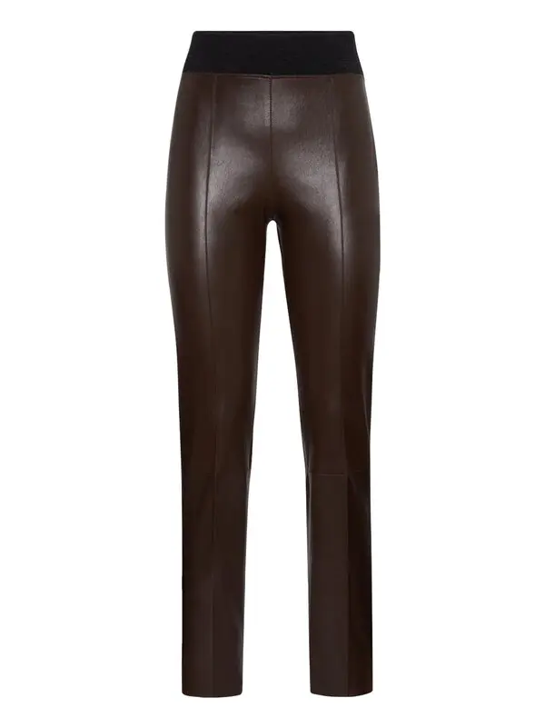 Brunello Cucinelli Leather Slim Leggings - Brown