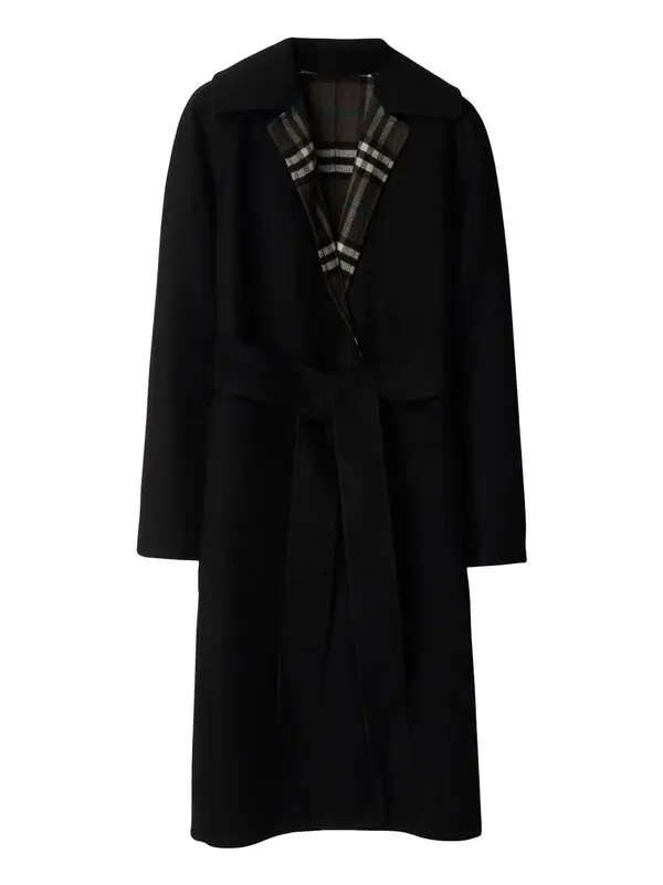 Burberry Wool Reversible Wrap Coat - Black
