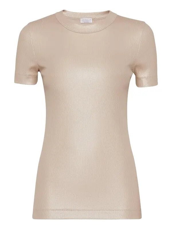 Brunello Cucinelli Stretch-cotton Monili T-shirt - Beige