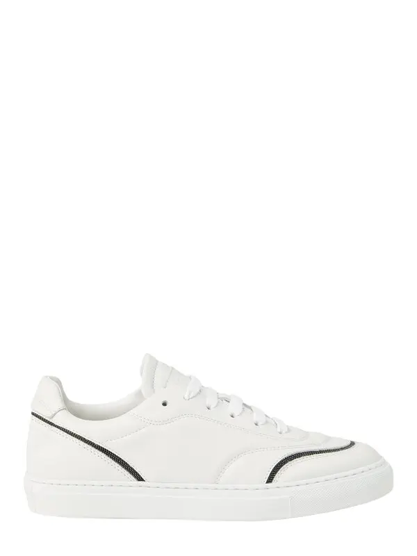 Brunello Cucinelli Leather Monili-trim Sneakers - White