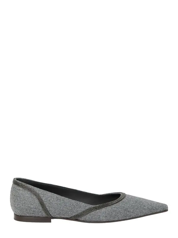 Brunello Cucinelli Virgin Wool Ballet Flats - Grey