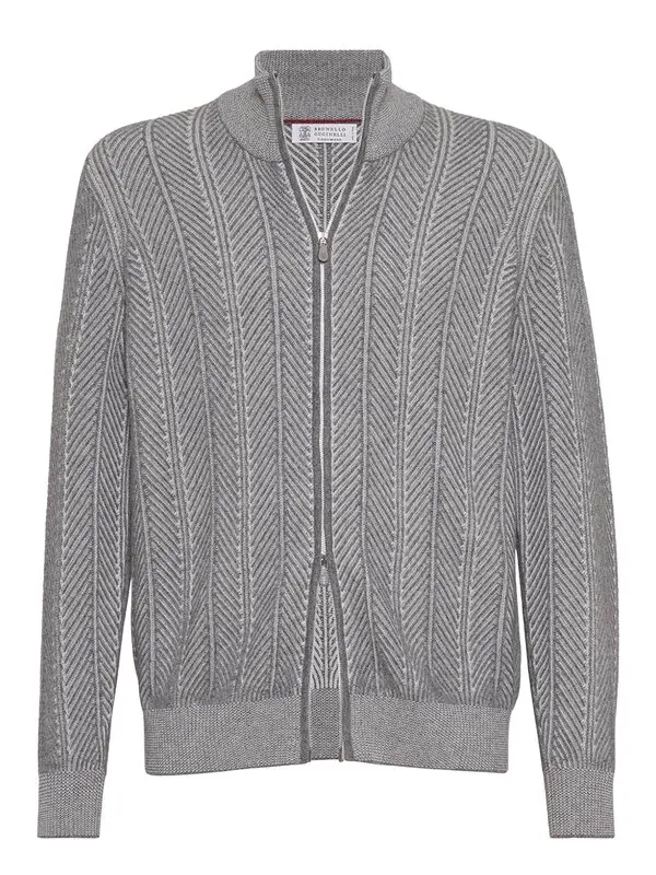 Brunello Cucinelli Cashmere Stitched-detail Cardigan - Grey