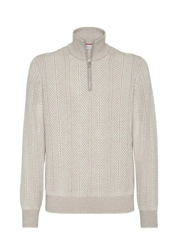 Brunello Cucinelli Cashmere Quarter-zip Sweatshirt - White