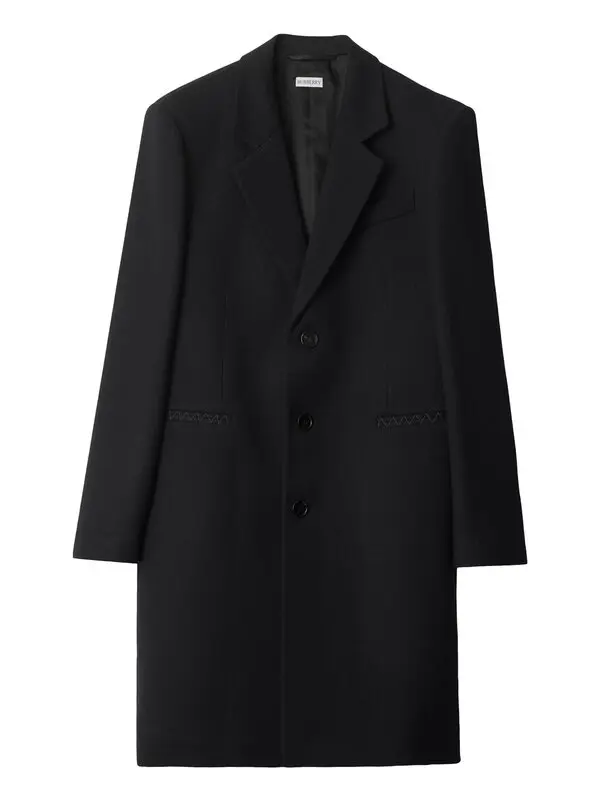 Burberry Wool Single-breasted Tailored Coat - Black