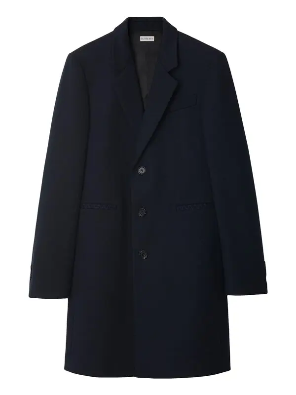 Burberry Wool Single-breasted Tailored Coat - Navy