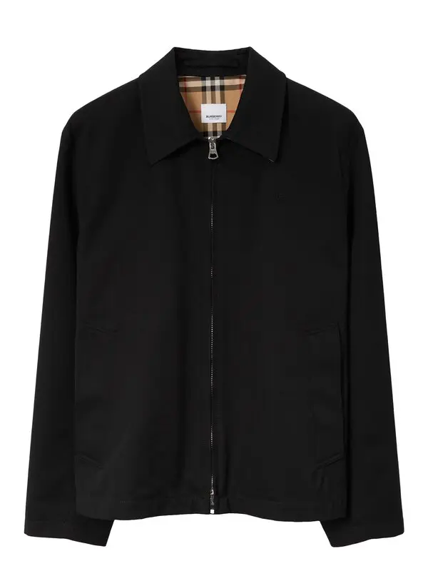 Burberry Cotton Gabardine Harrington Jacket - Black
