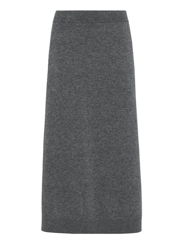 Brunello Cucinelli Cashmere Double-knit Midi Skirt - Grey