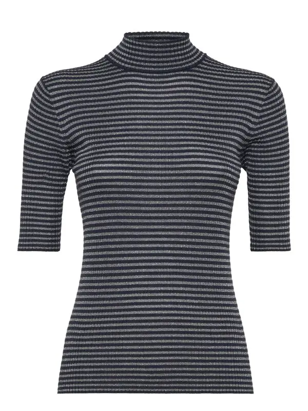 Brunello Cucinelli Virgin Wool-cashmere Sparkling Stripe Sweater - Blue