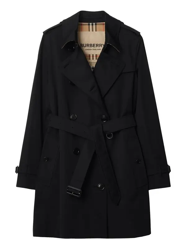 Burberry Cotton Short Kensington Heritage Trench Coat - Black