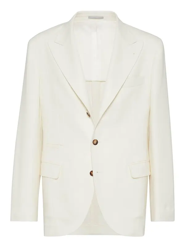 Brunello Cucinelli Wool-cashmere-silk Deconstructed Blazer - White