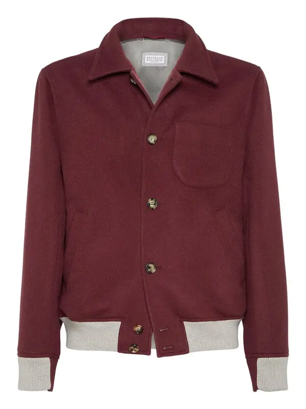 Brunello Cucinelli Wool Shirt-style Bomber Jacket - Purple