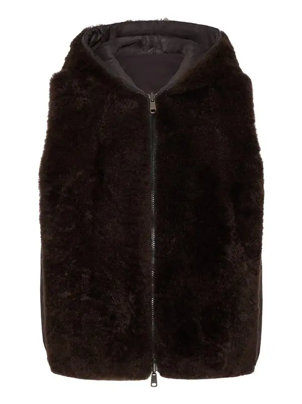 Brunello Cucinelli Cashmere Hooded Vest - Brown